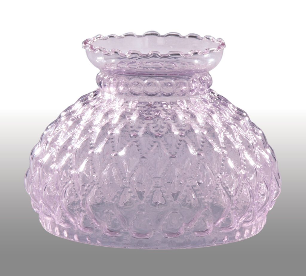 7" Diamond Quilted Pink Crystal Glass Shade — The Source for Oil Lamps ...